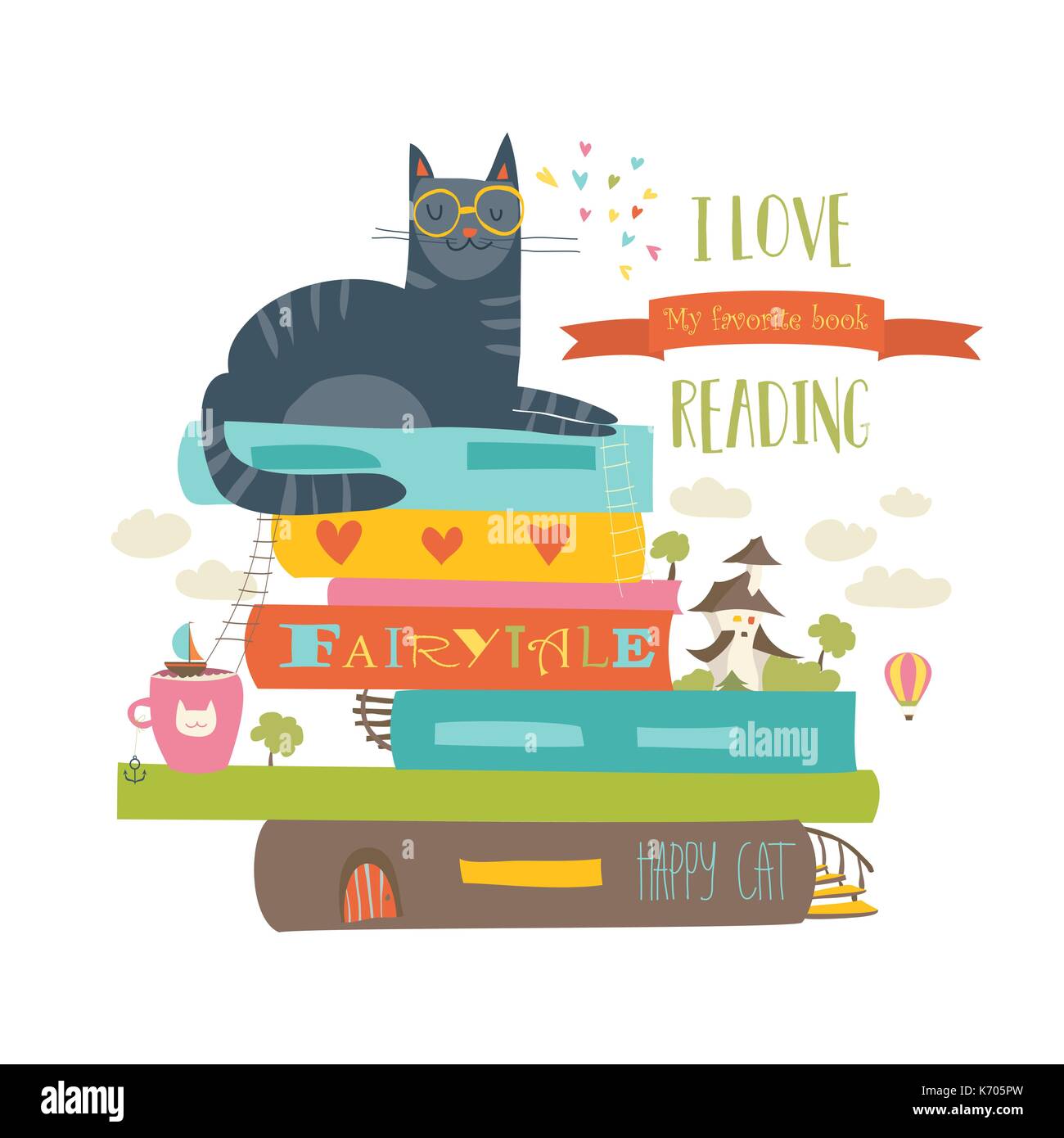 Kids book cat illustration Stock Vector Images - Alamy