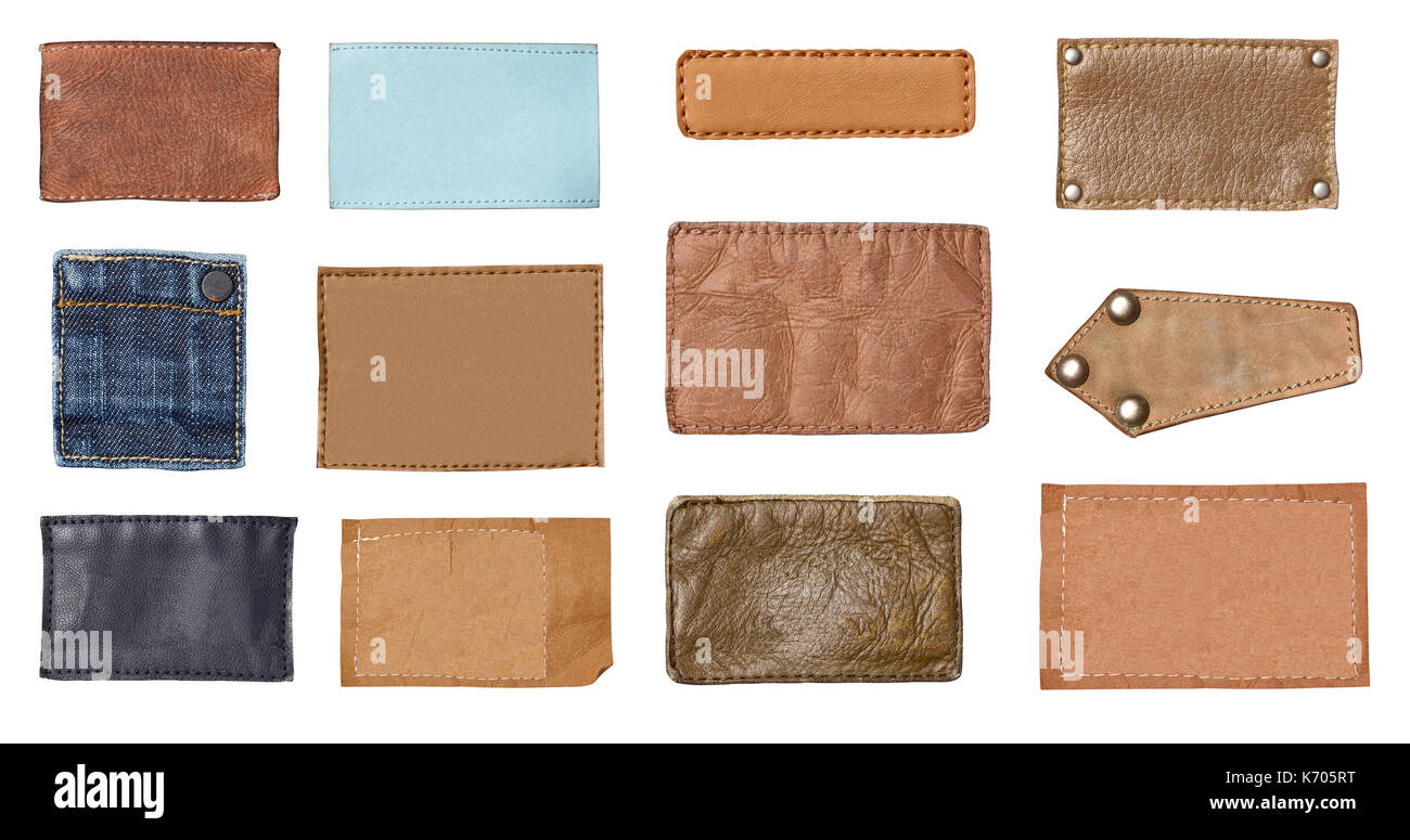 collection of various jeans labels and parts Stock Photo - Alamy