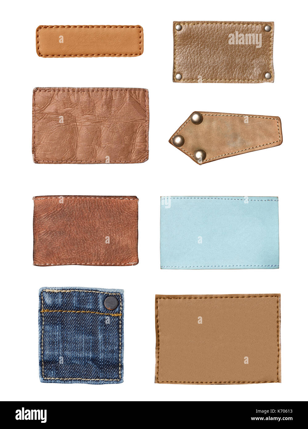 collection of various jeans labels and parts Stock Photo - Alamy