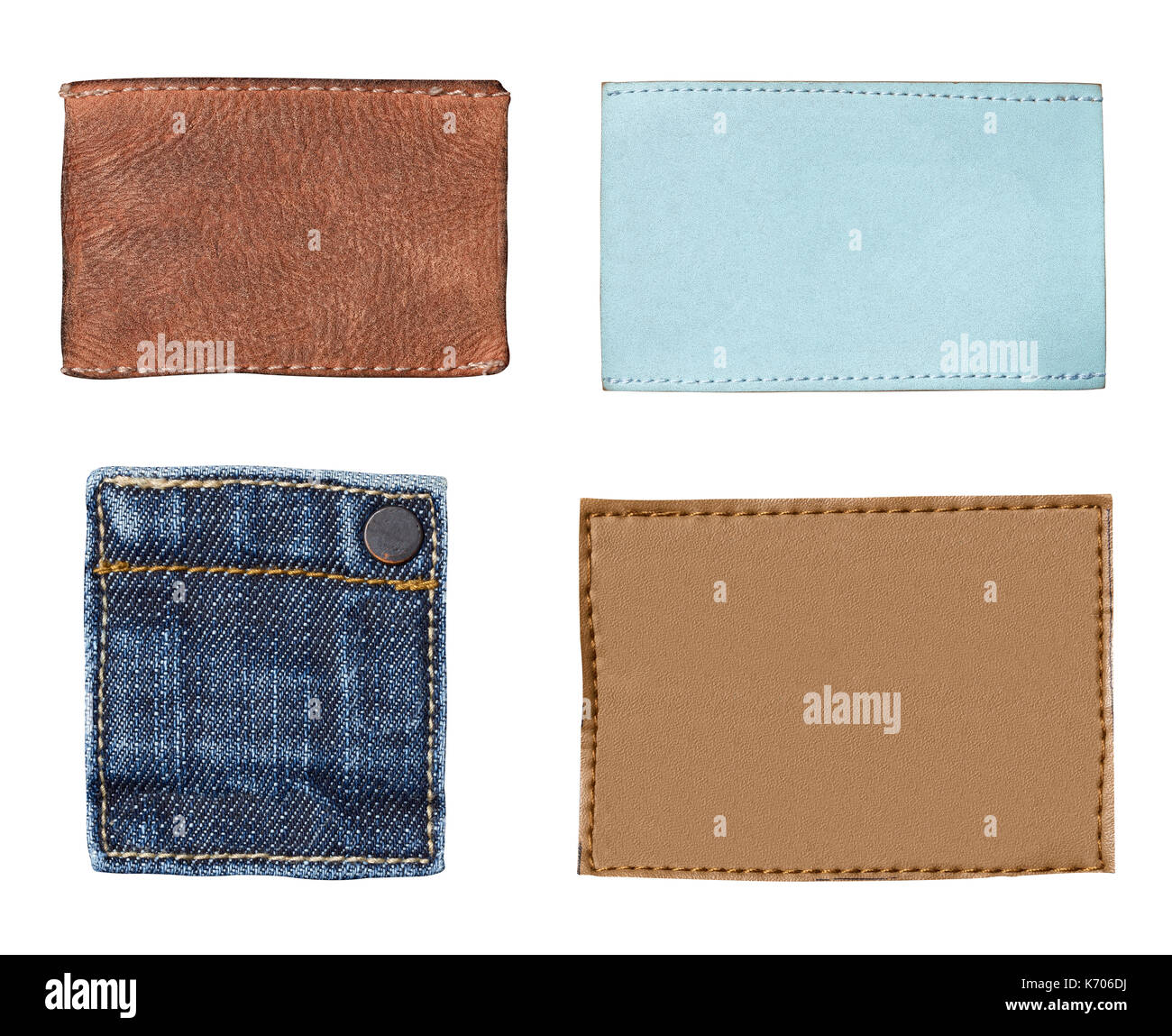 collection of various jeans labels and parts Stock Photo - Alamy