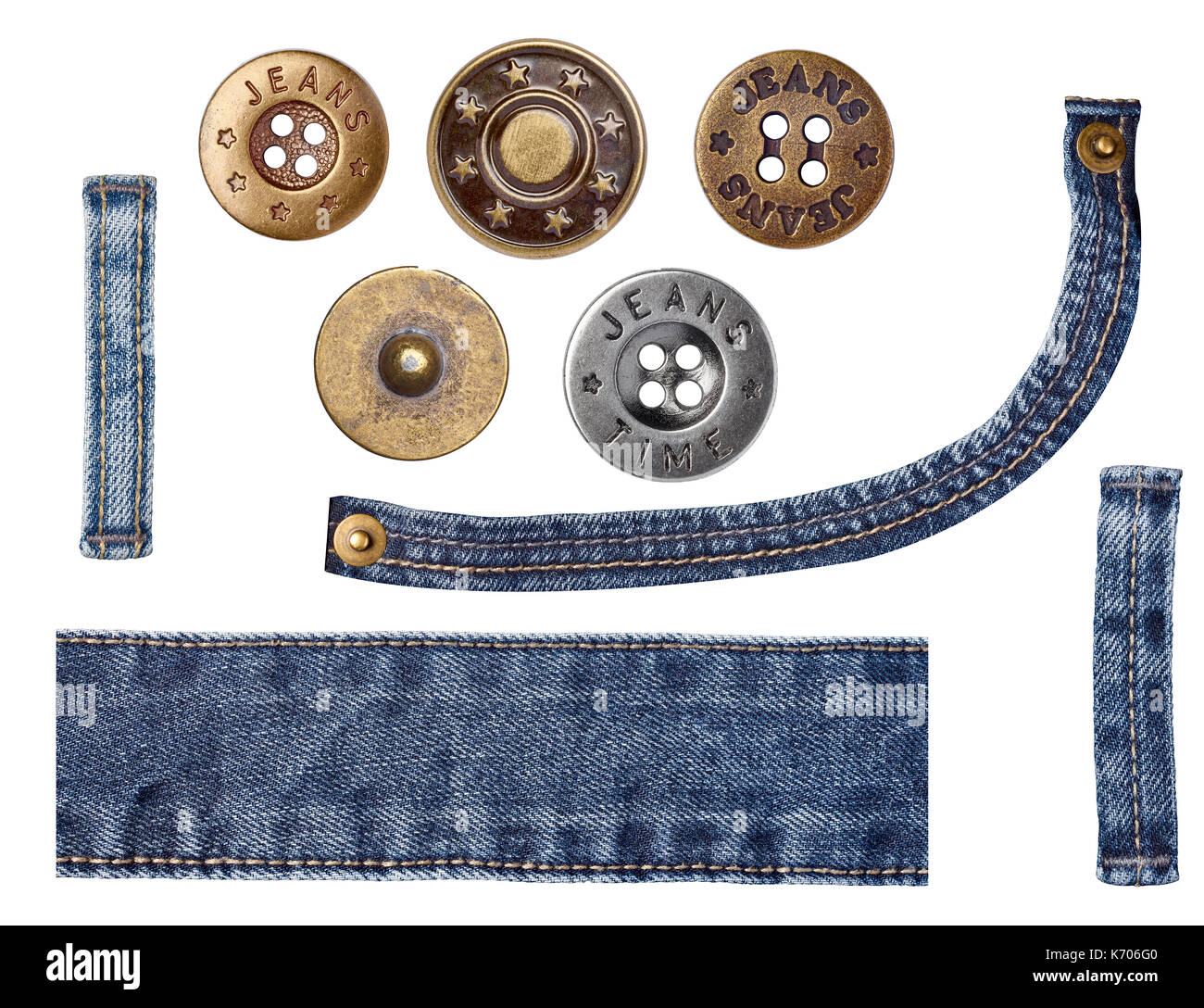 collection of various jeans labels and parts Stock Photo - Alamy