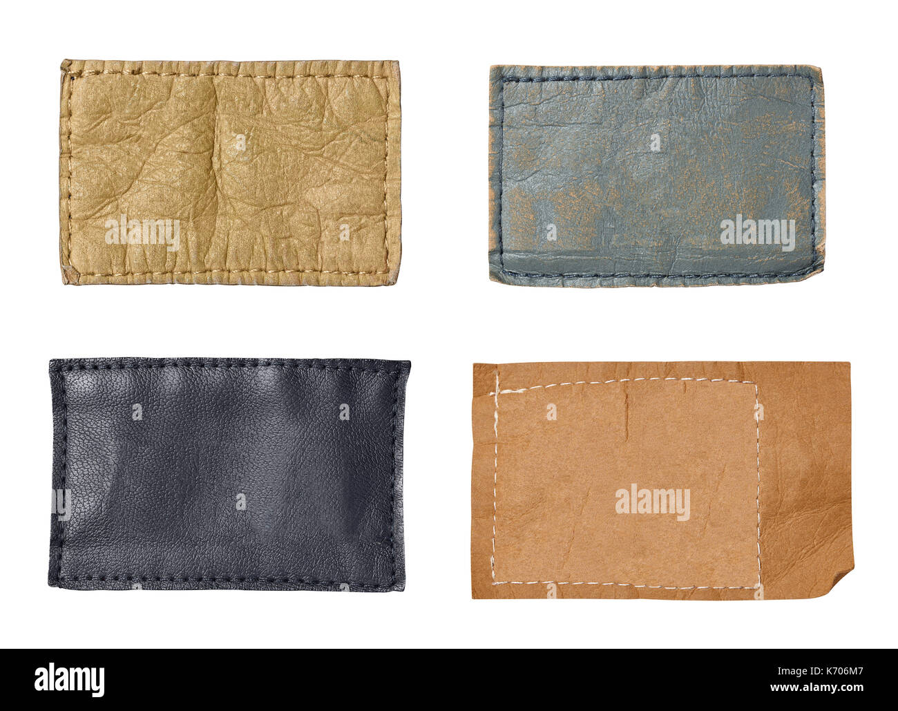 collection of various jeans labels on white background. each one is ...