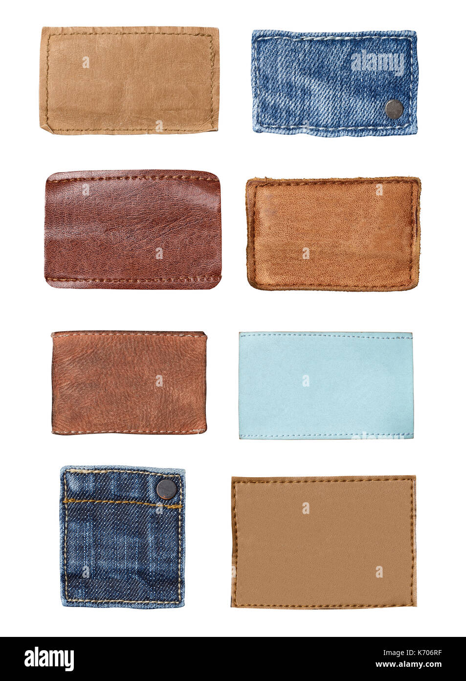 collection of various jeans labels and parts Stock Photo - Alamy