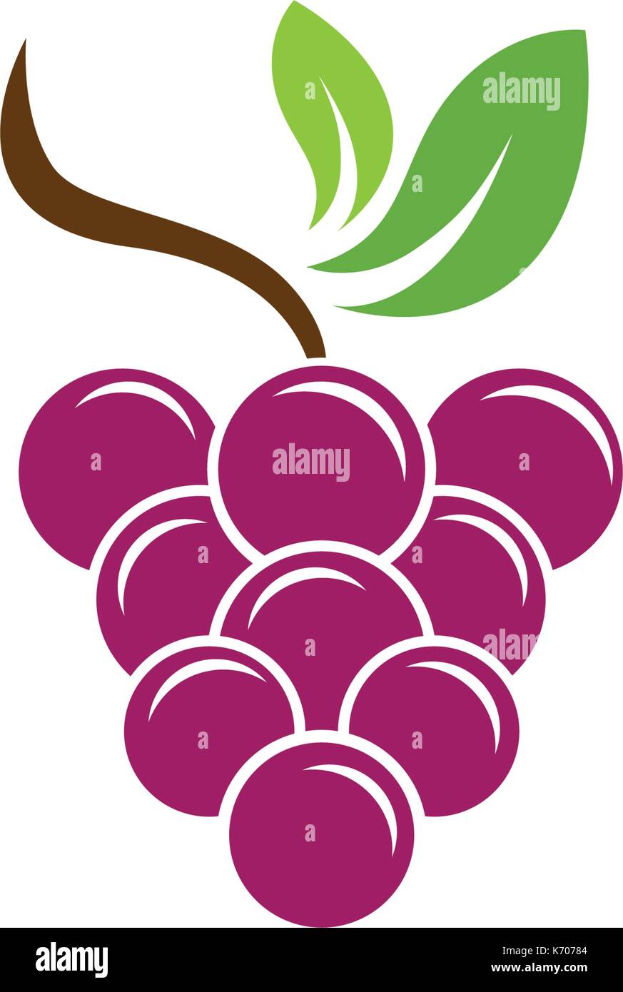 Bunch of wine grapes with leaf icon for food apps and websites Stock ...