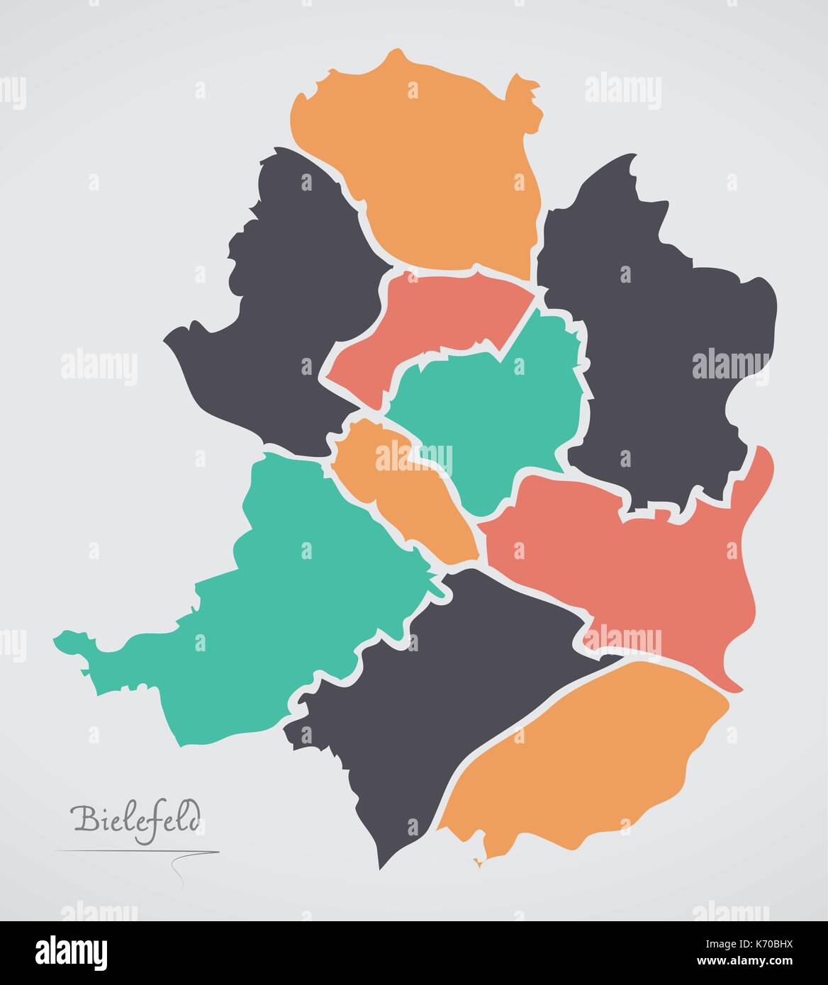 Bielefeld Map with boroughs and modern round shapes Stock Vector Image & Art - Alamy