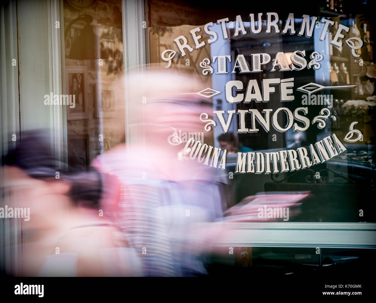 Showcase of traditional bar written in Spanish, conceptual image, blur ...