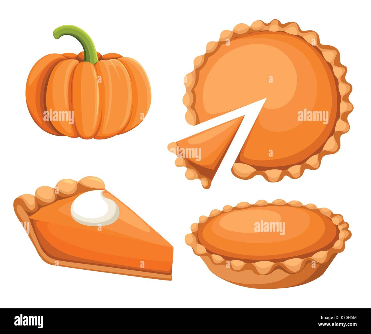 Pies Vector Illustration.Thanksgiving and Holiday Pumpkin Pie. Happy ...