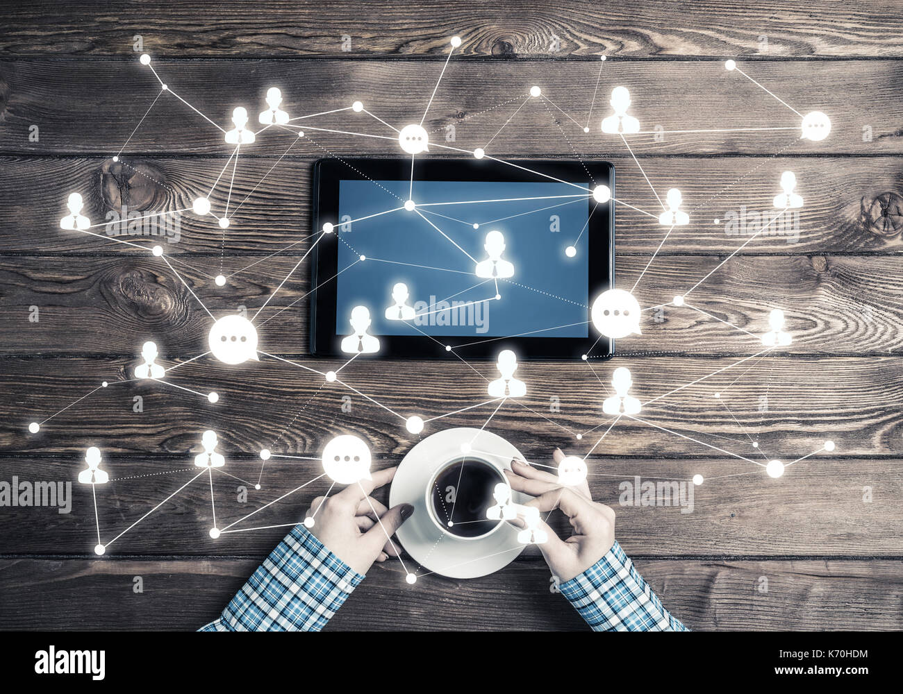 Concept of social communication and networking with social conne Stock ...