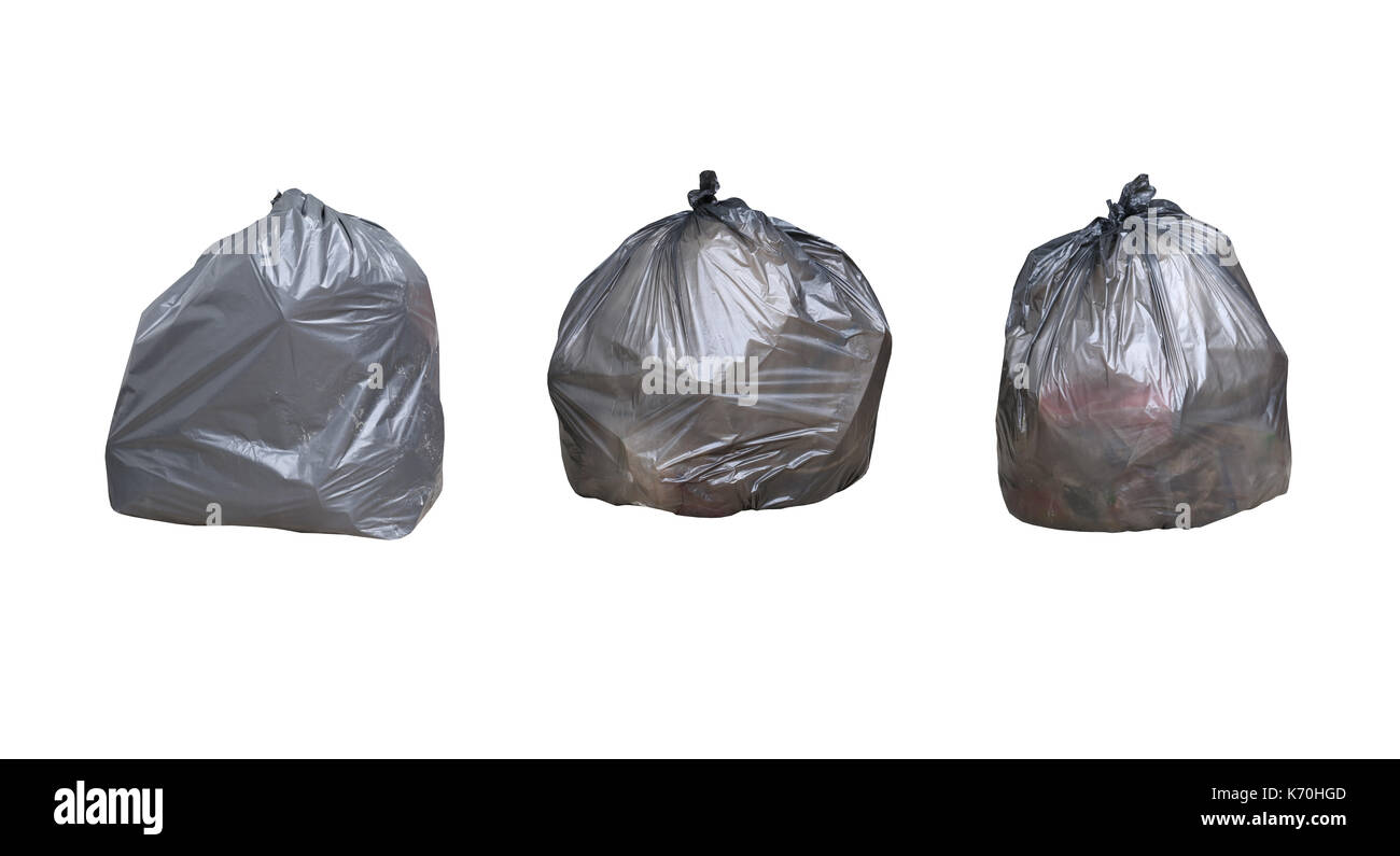 Garbage bag have waste inside isolated on white background and have ...
