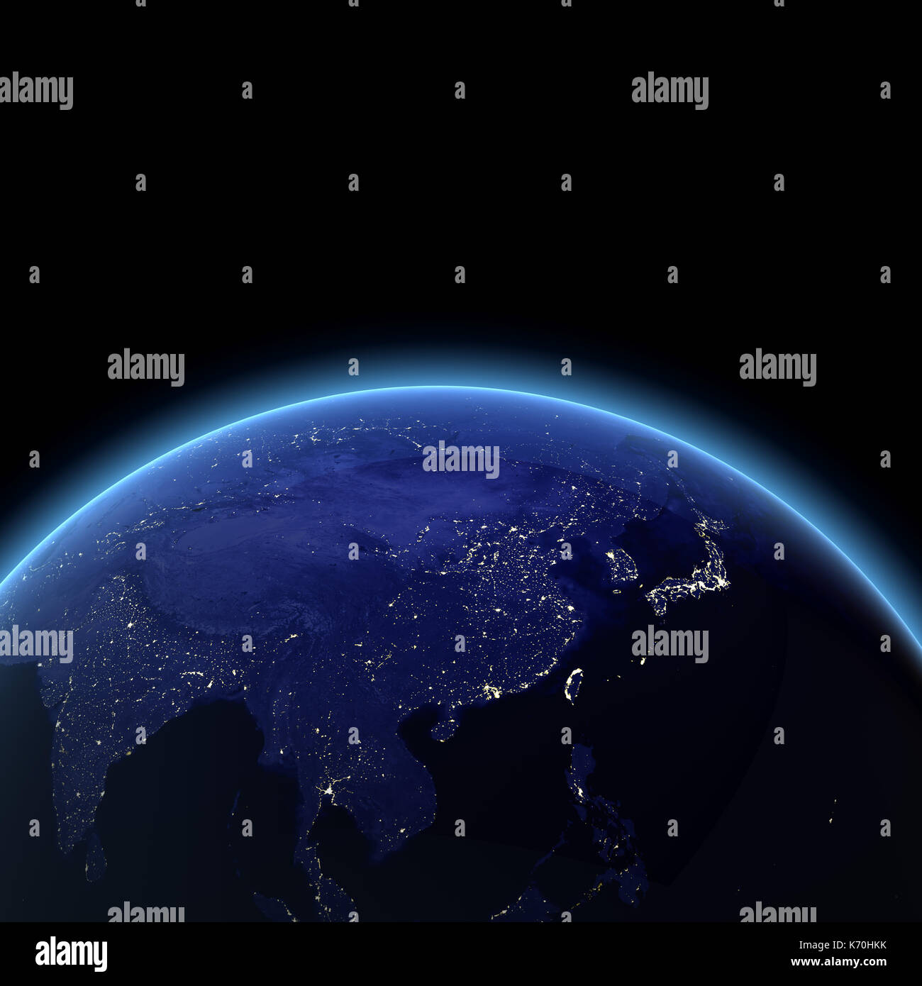 Asia from space 3d rendering Stock Photo - Alamy