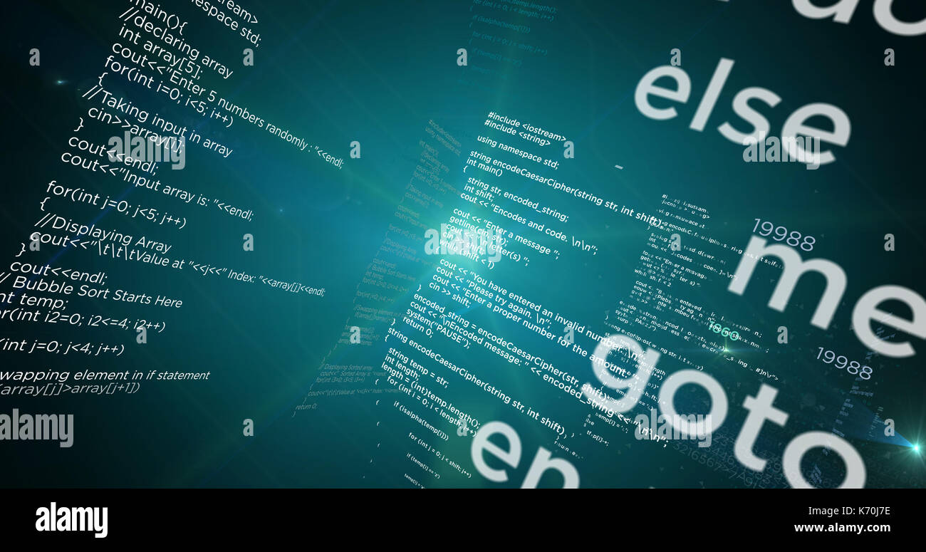 Big data and computer programming code on green background. Abstract ...