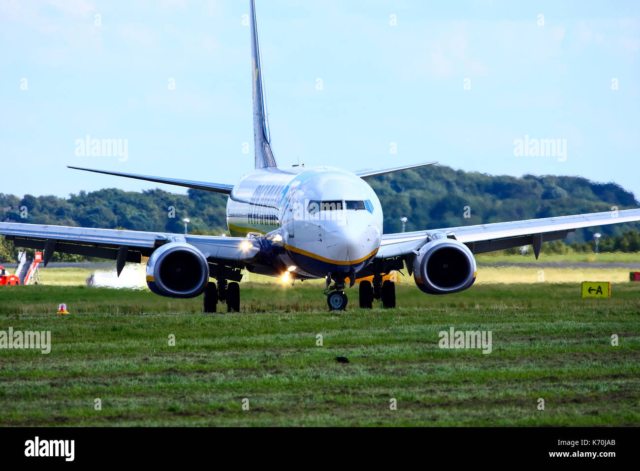 Ryanair boeing 737 plane on the runway at Leeds and Bradford airport ...