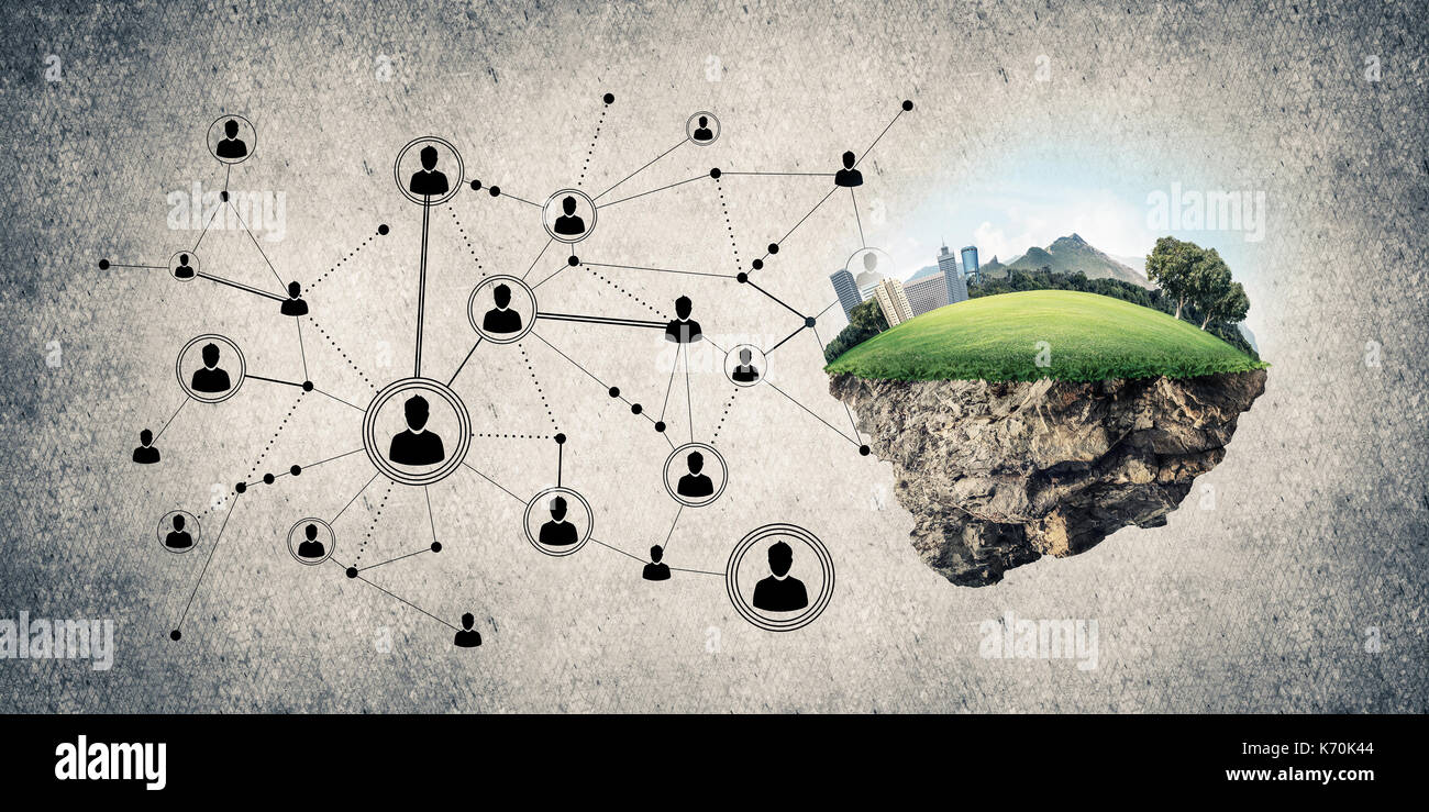 Concept of modern networking technologies and eco green construc Stock ...