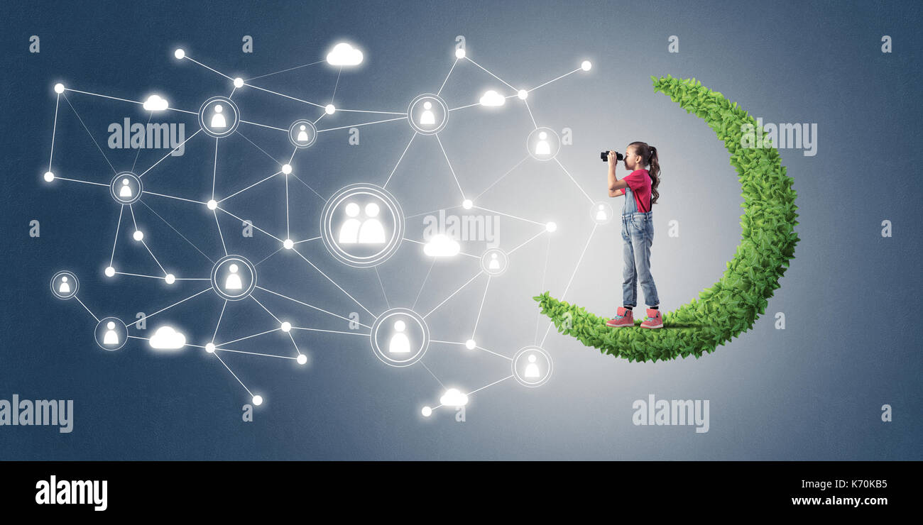 Idea of children Internet communication or online playing and pa Stock ...