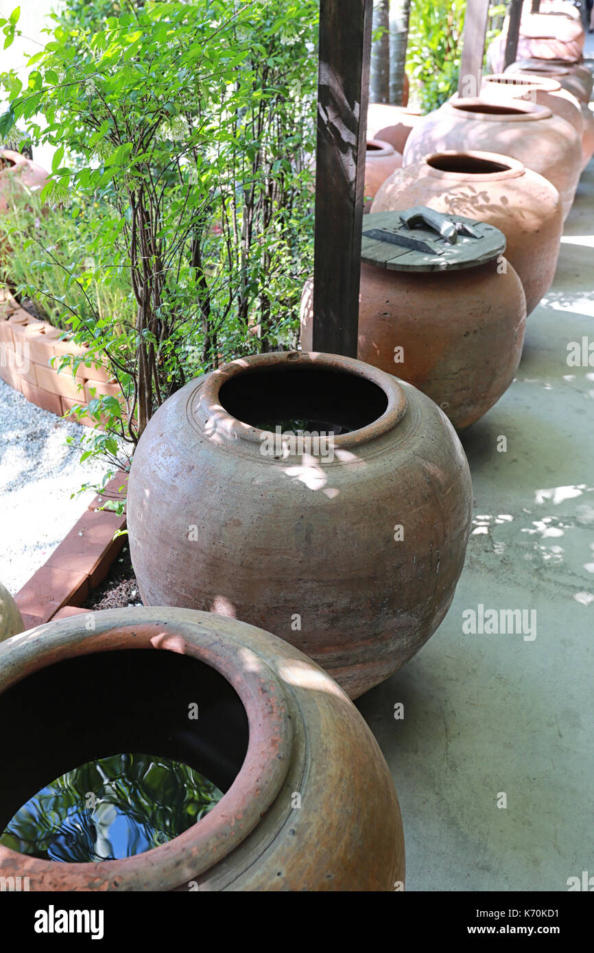 Water jar of earthenware in ancient thai style,Keep water container of ...
