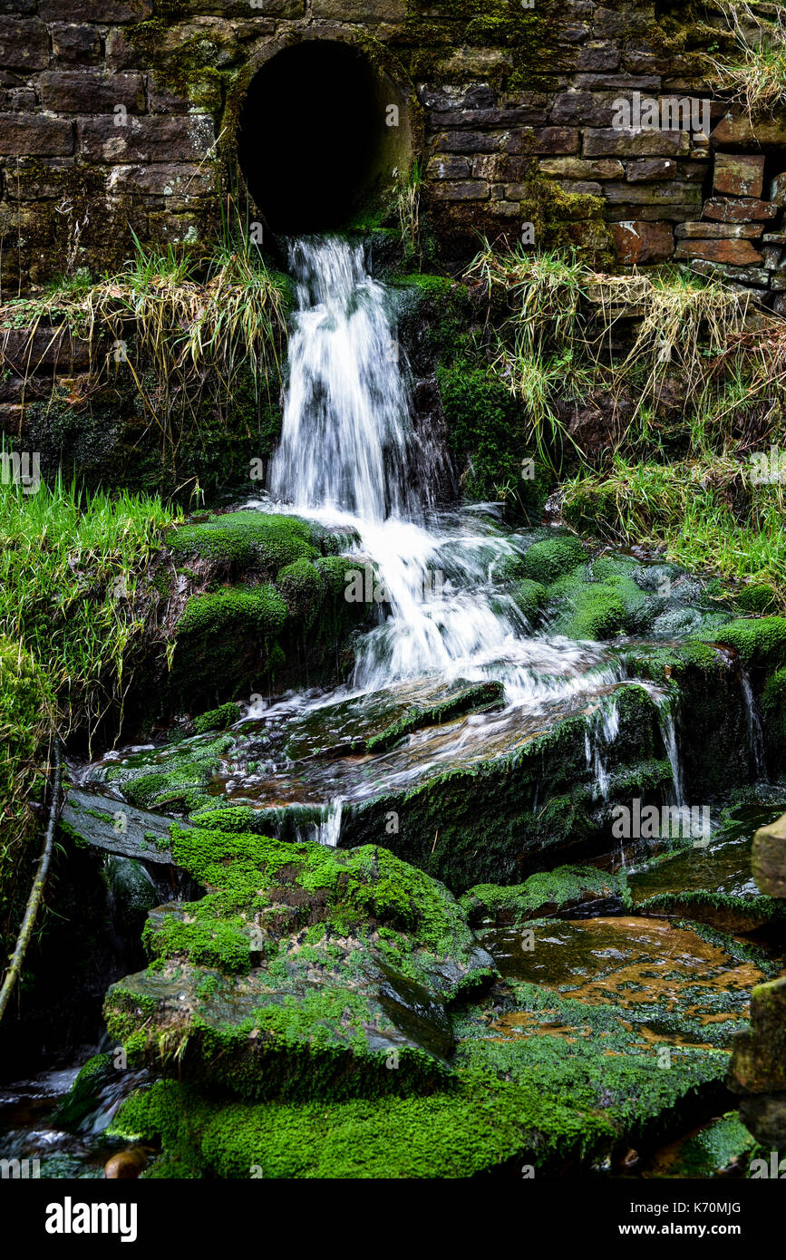 Water fall and running stream, The Peak District National Park, UK ...