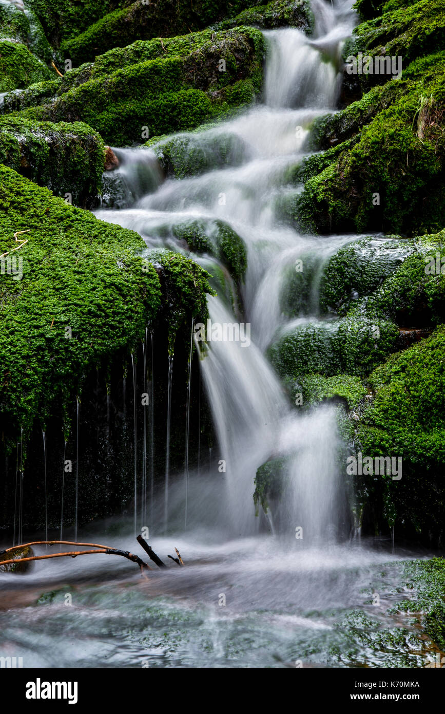 Water fall and running stream, The Peak District National Park, UK ...