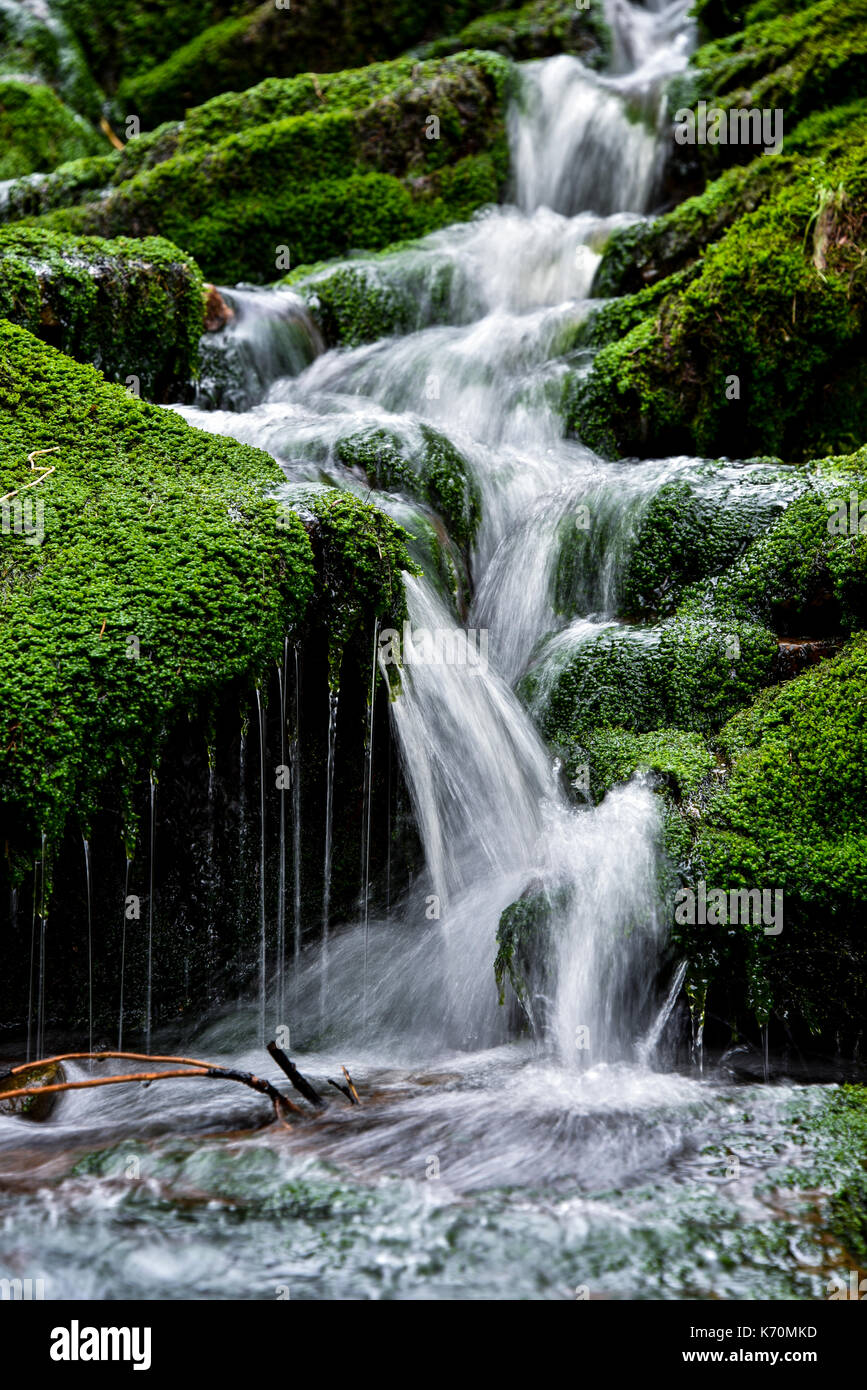 Water fall and running stream, The Peak District National Park, UK ...