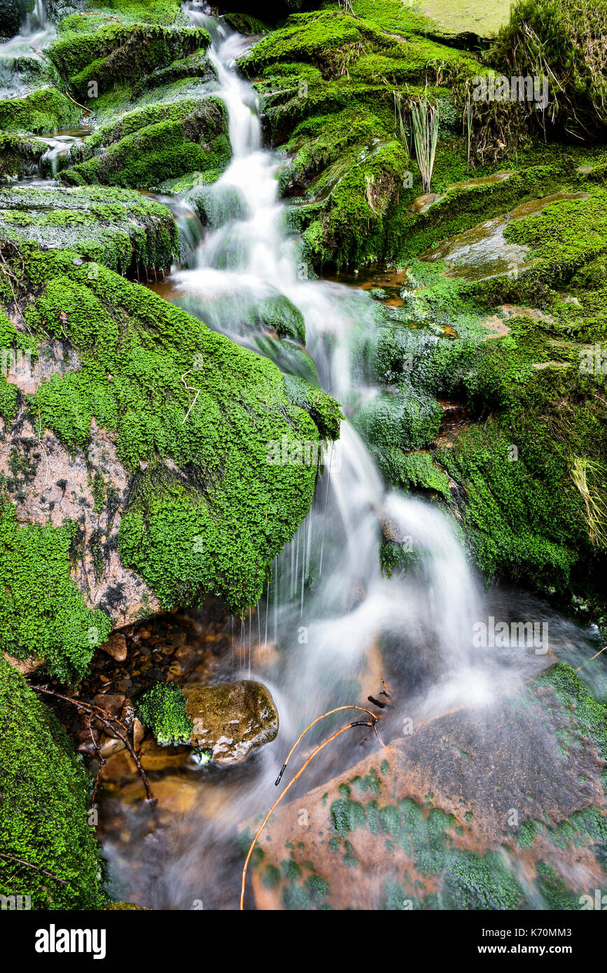Water fall and running stream, The Peak District National Park, UK ...