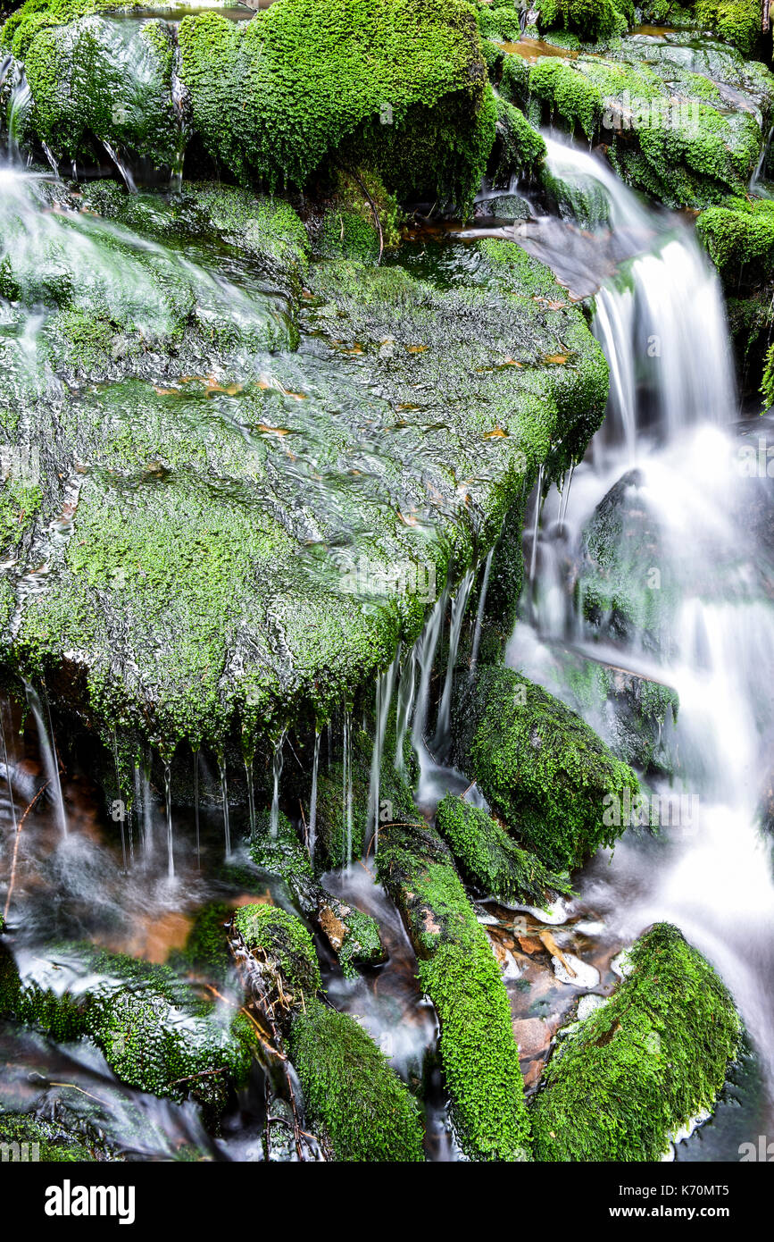Water fall and running stream, The Peak District National Park, UK ...