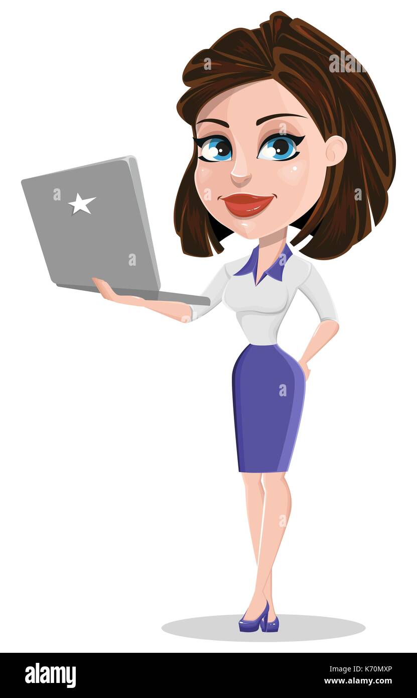 Beautiful business woman holding laptop. Businesswoman in formal wear ...