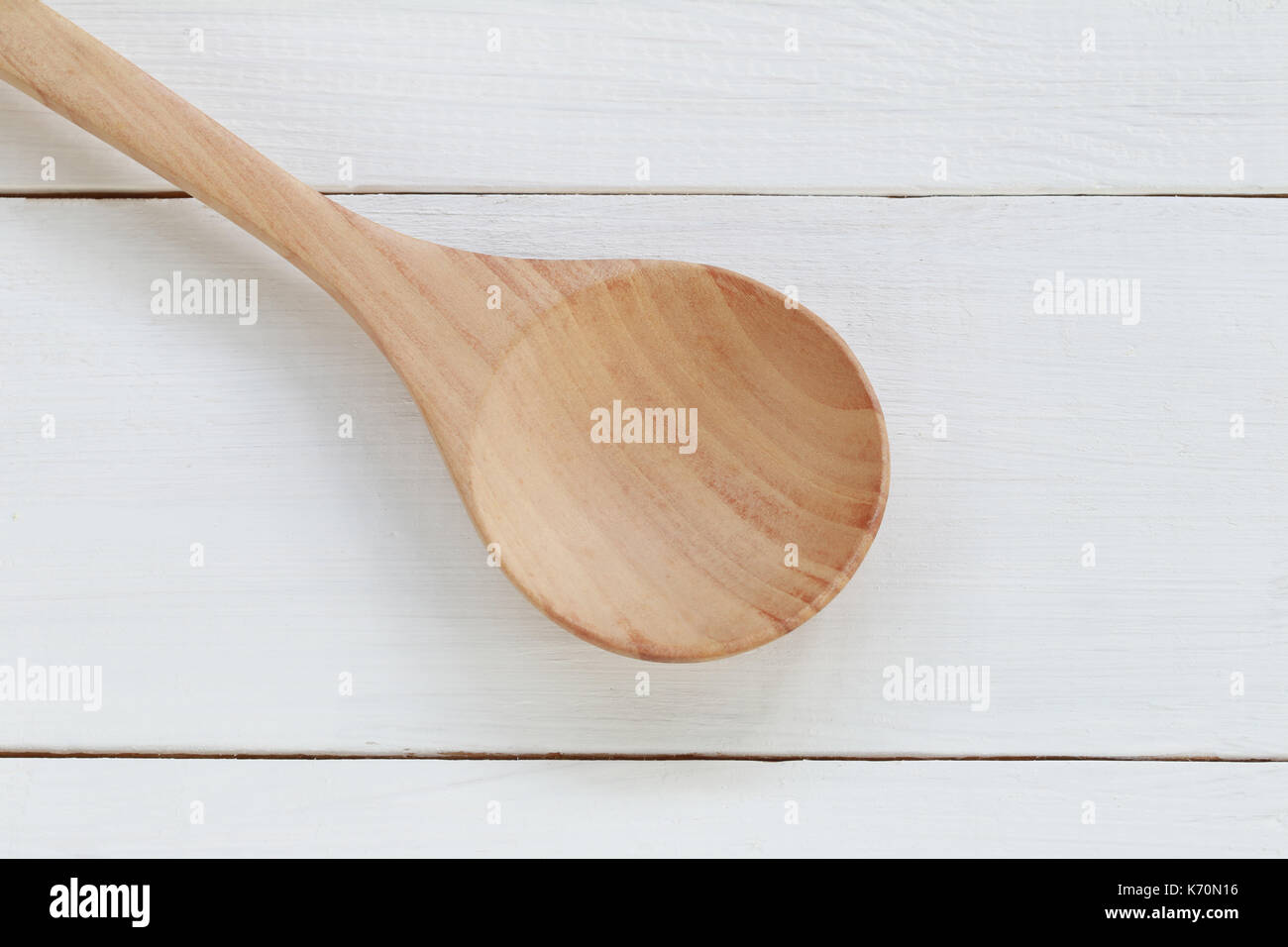 wooden spoon on white wood background for design in your work Stock ...
