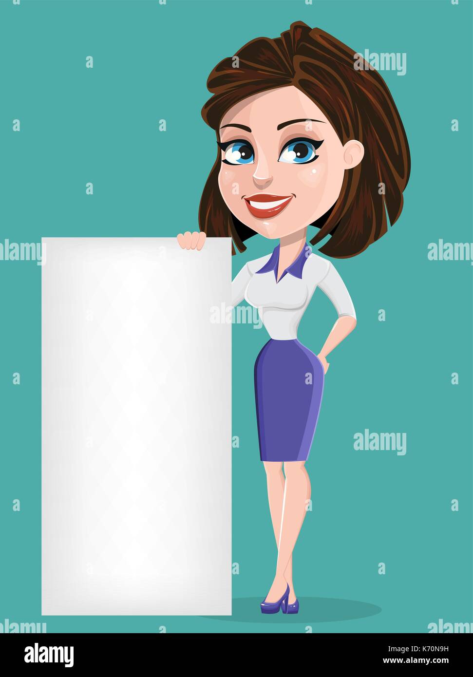 Beautiful business woman with blank placard. Businesswoman in formal ...