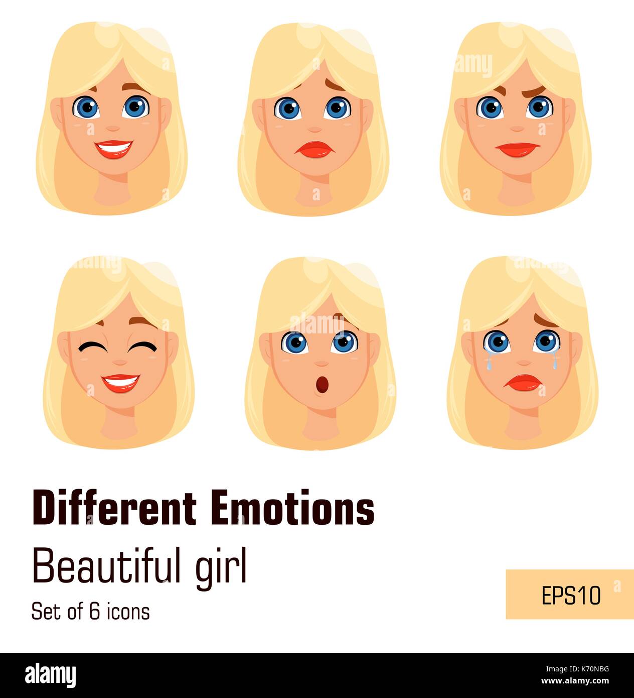 Blonde Woman With Different Face Expressions Young Attractive Lady