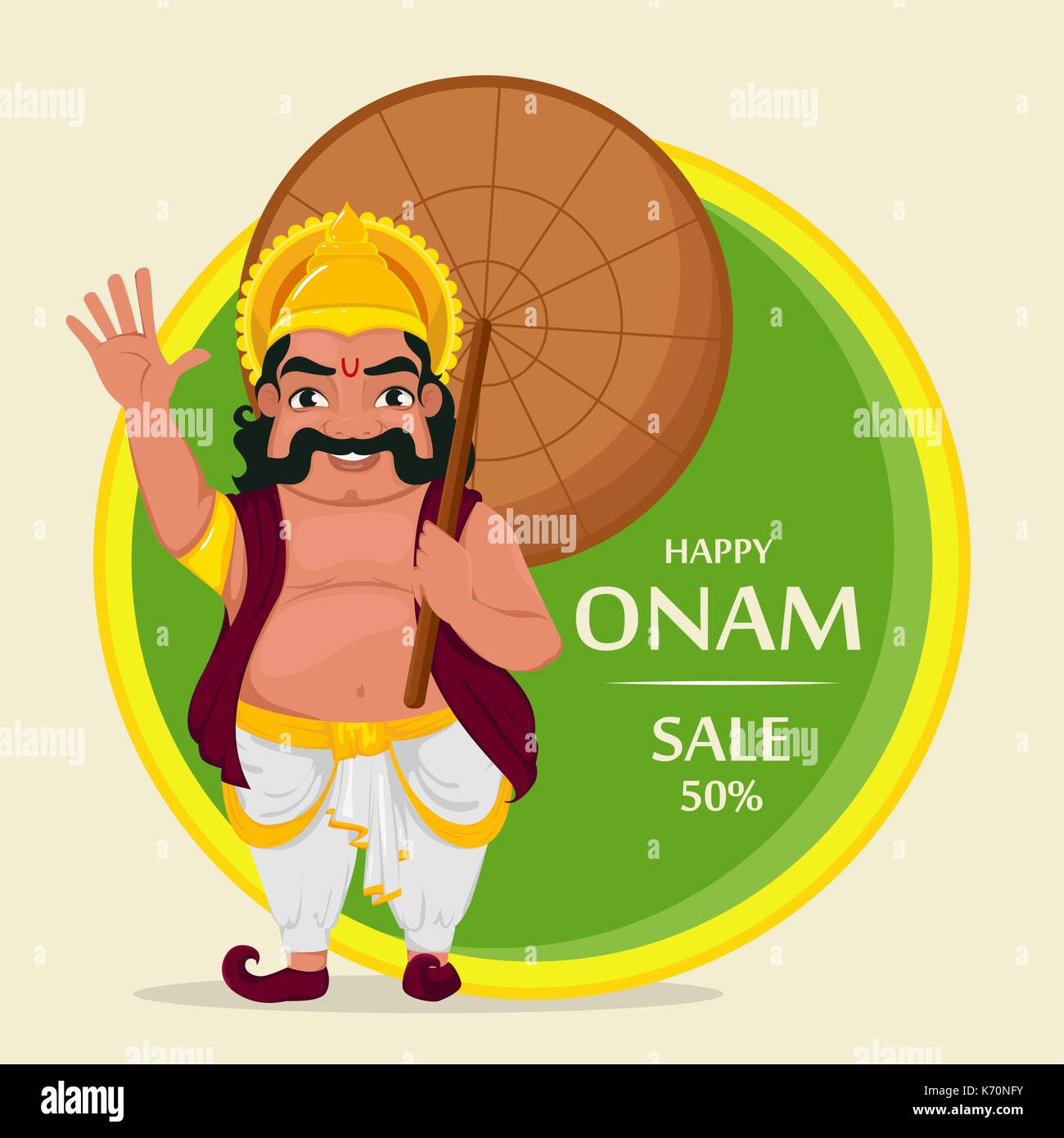 King Mahabali. Happy Onam festival in Kerala. Vector illustration for ...