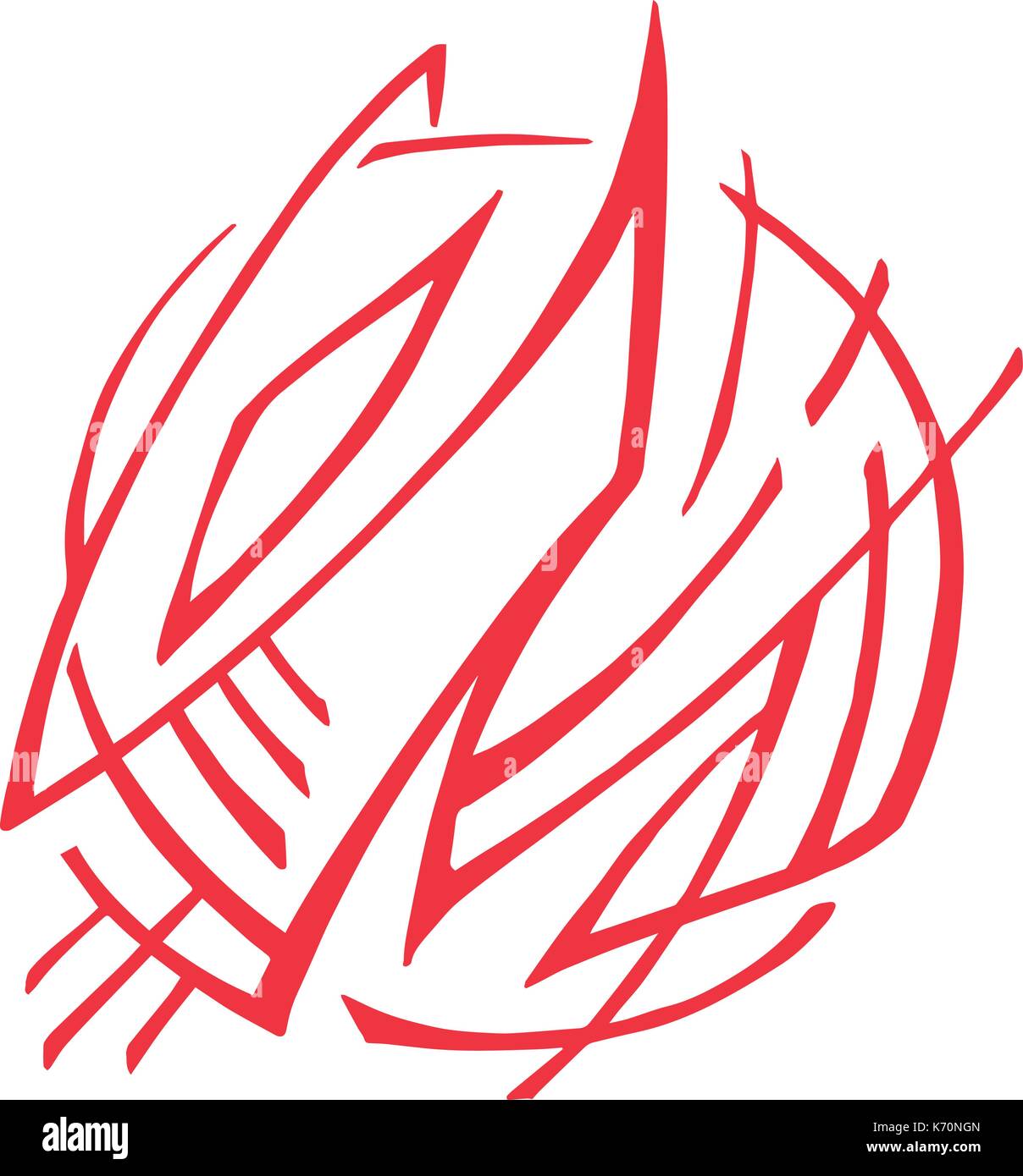 Hand drawn vector illustration or drawing of an abstract fire flames ...