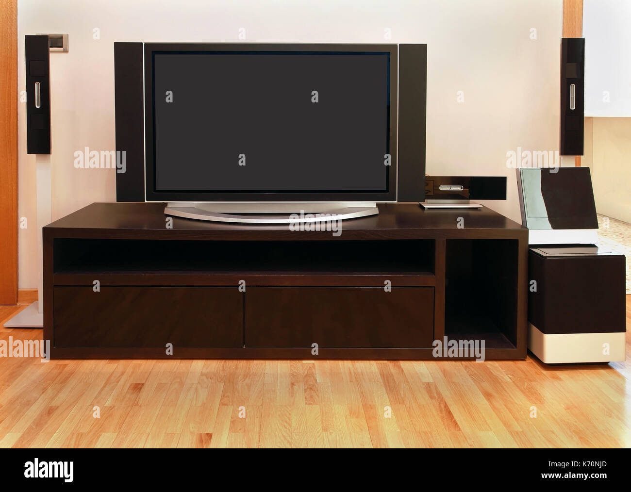 Large screen TV inside modern room interior Stock Photo - Alamy