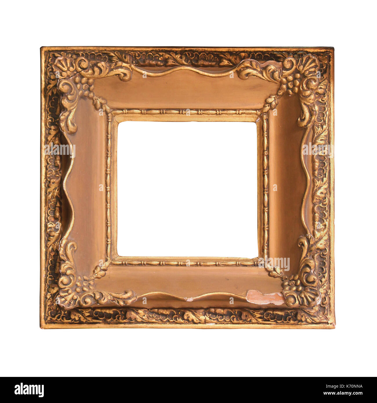 Golden square decorative frame with clipping path included Stock Photo ...