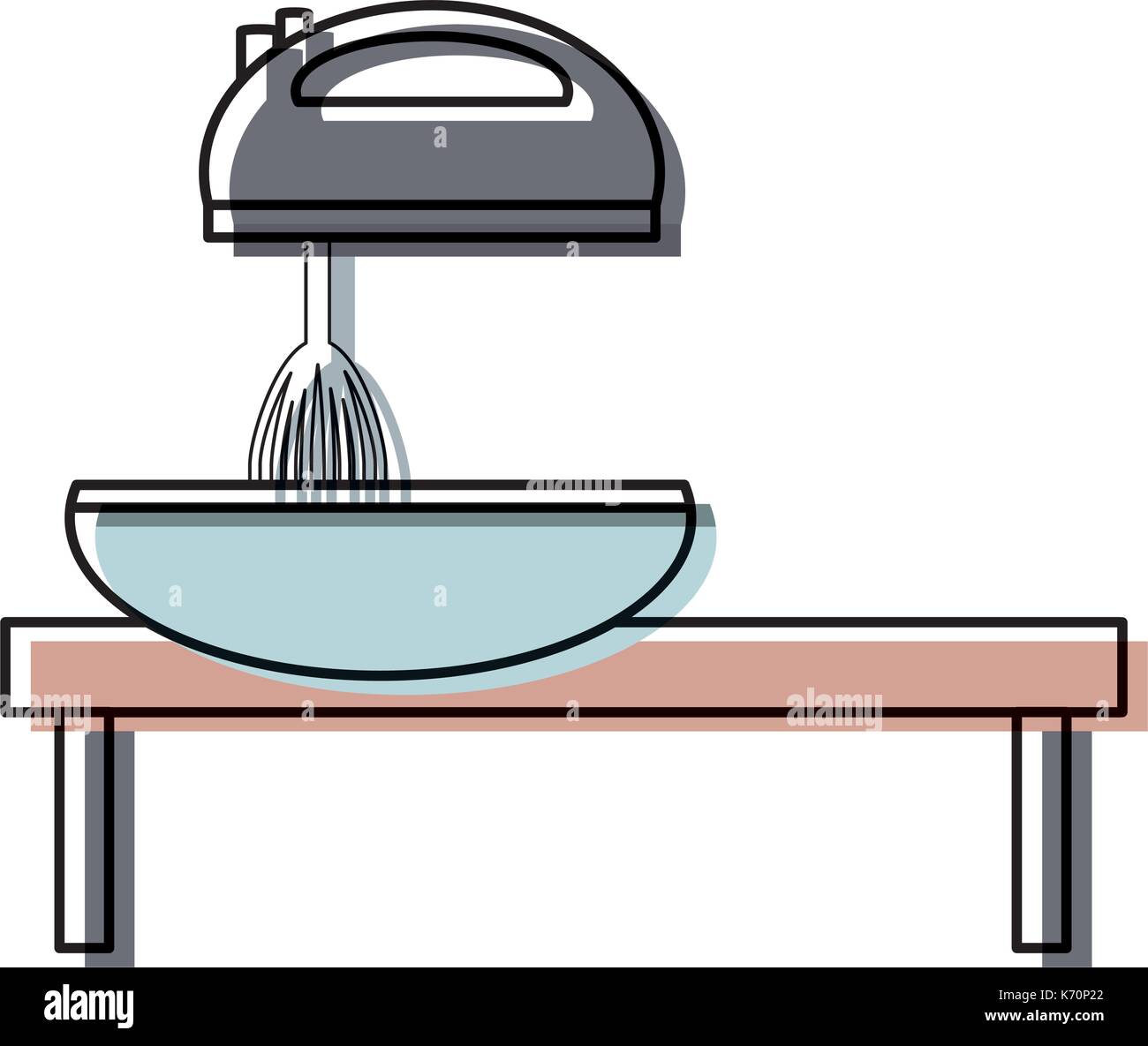 colorful kitchen table and mixer over white background vector ...