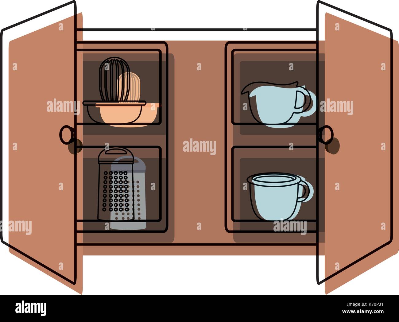 Open Kitchen Cupboard Clipart