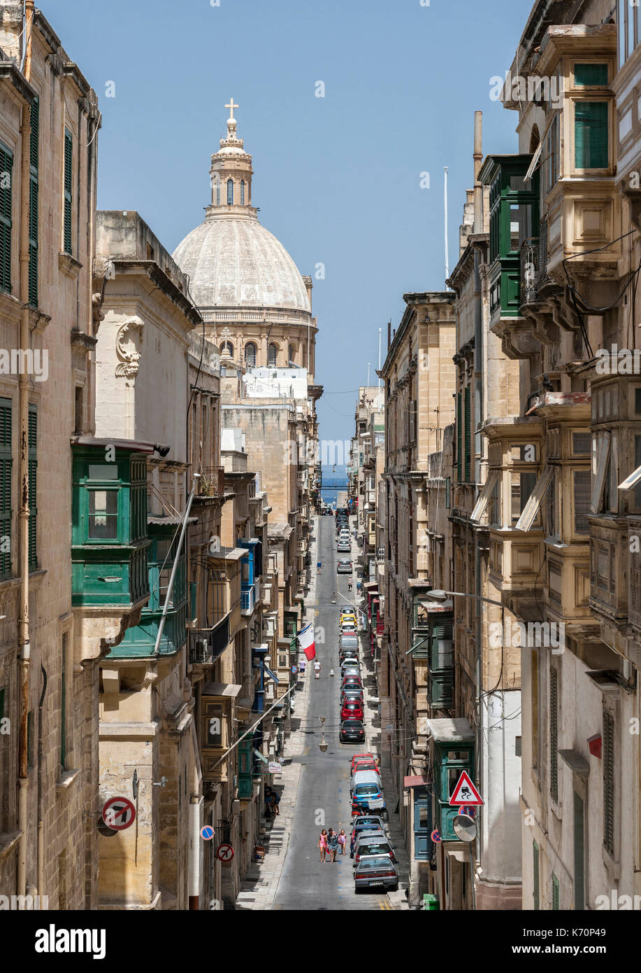 View down Zekka street (Triq Zekka) in Valletta, the capital of Malta ...