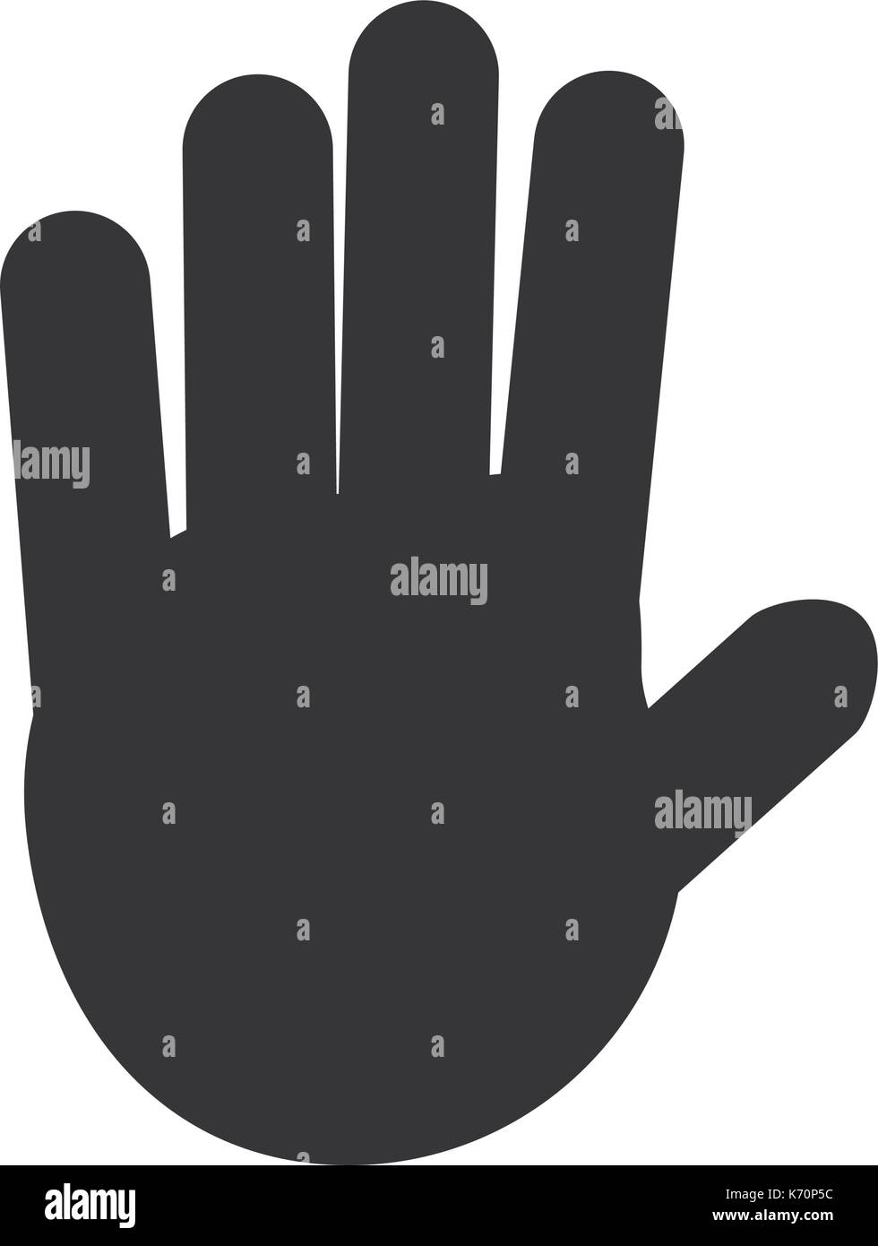 flat line monocromatic hand signal warning over white background vector ...