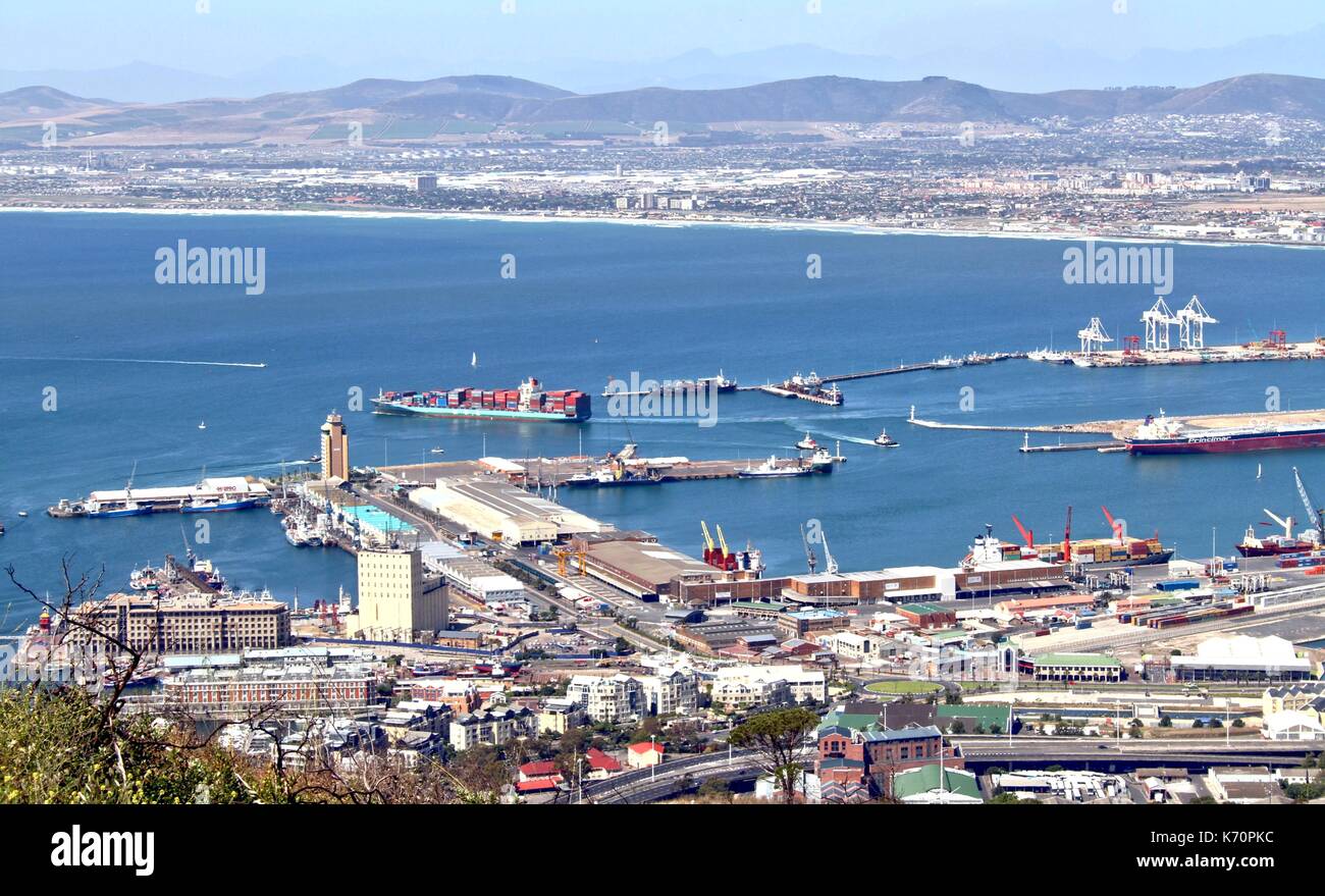 Container Ship Departing Table Bay Harbour, Cape Town Stock Photo - Alamy