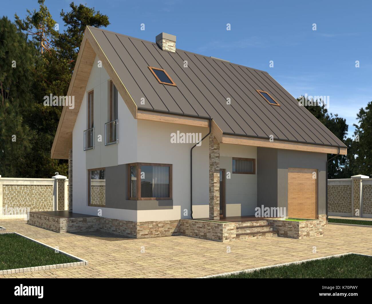 Photo realistic render of the house 3d illustration Stock Photo - Alamy
