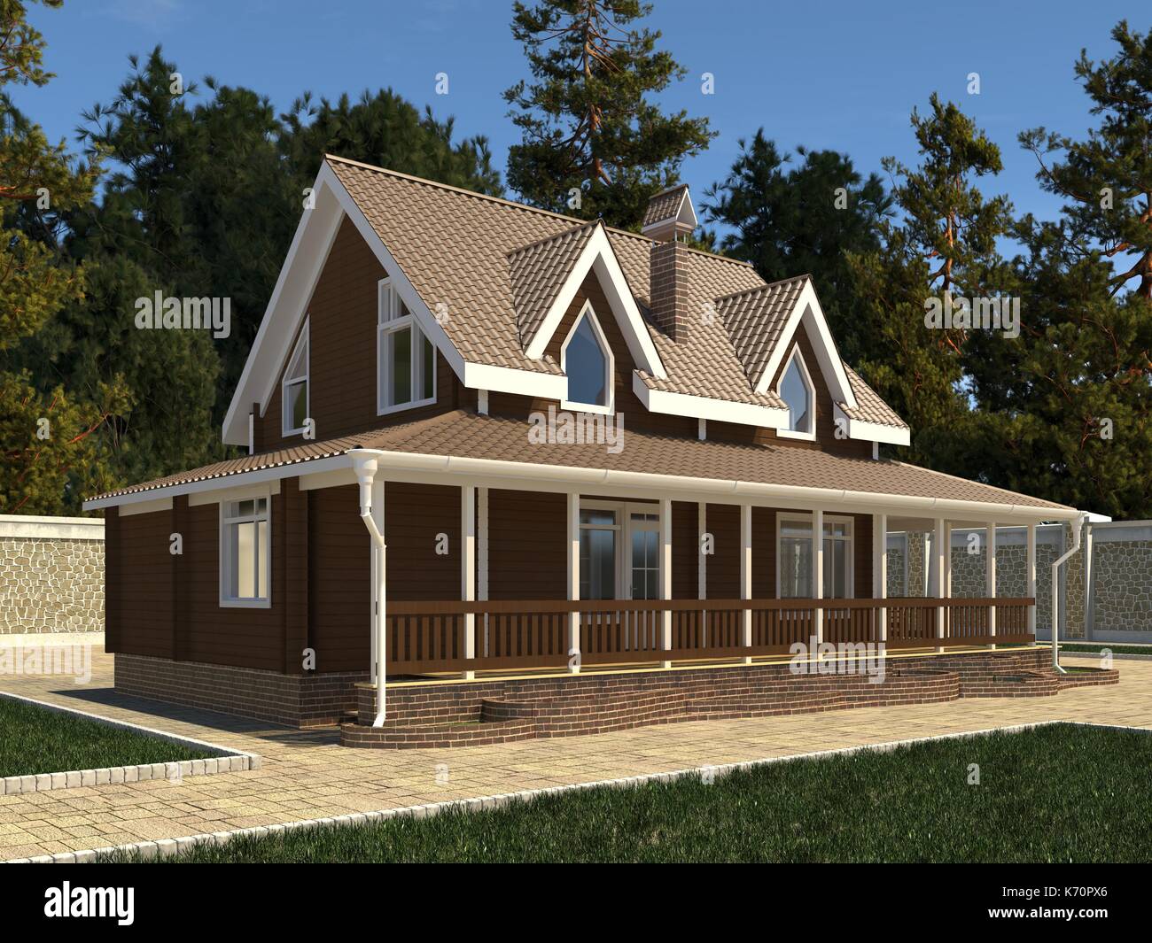 Photo realistic render of the house 3d illustration Stock Photo - Alamy