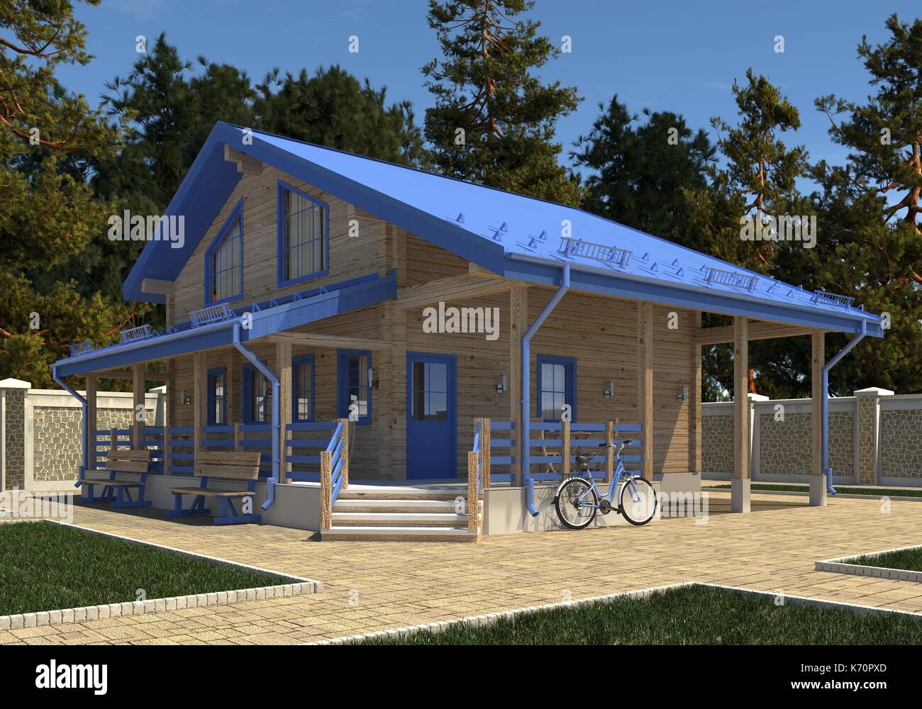 Photo realistic render of the house 3d illustration Stock Photo - Alamy