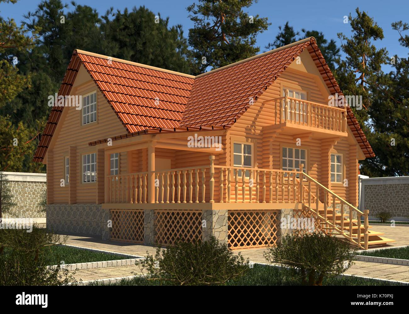 Photo realistic render of the house 3d illustration Stock Photo - Alamy