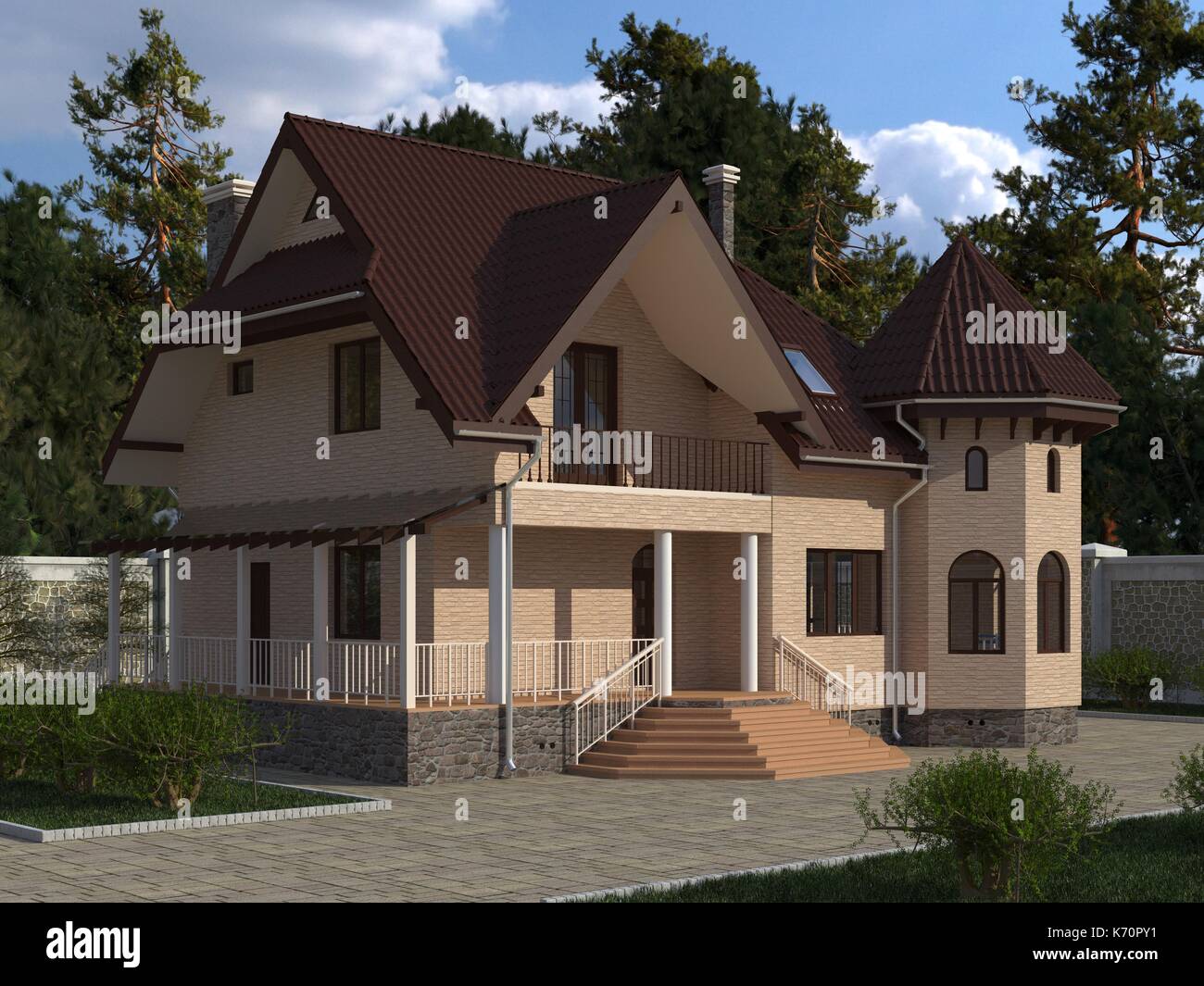Photo realistic render of the house 3d illustration Stock Photo - Alamy