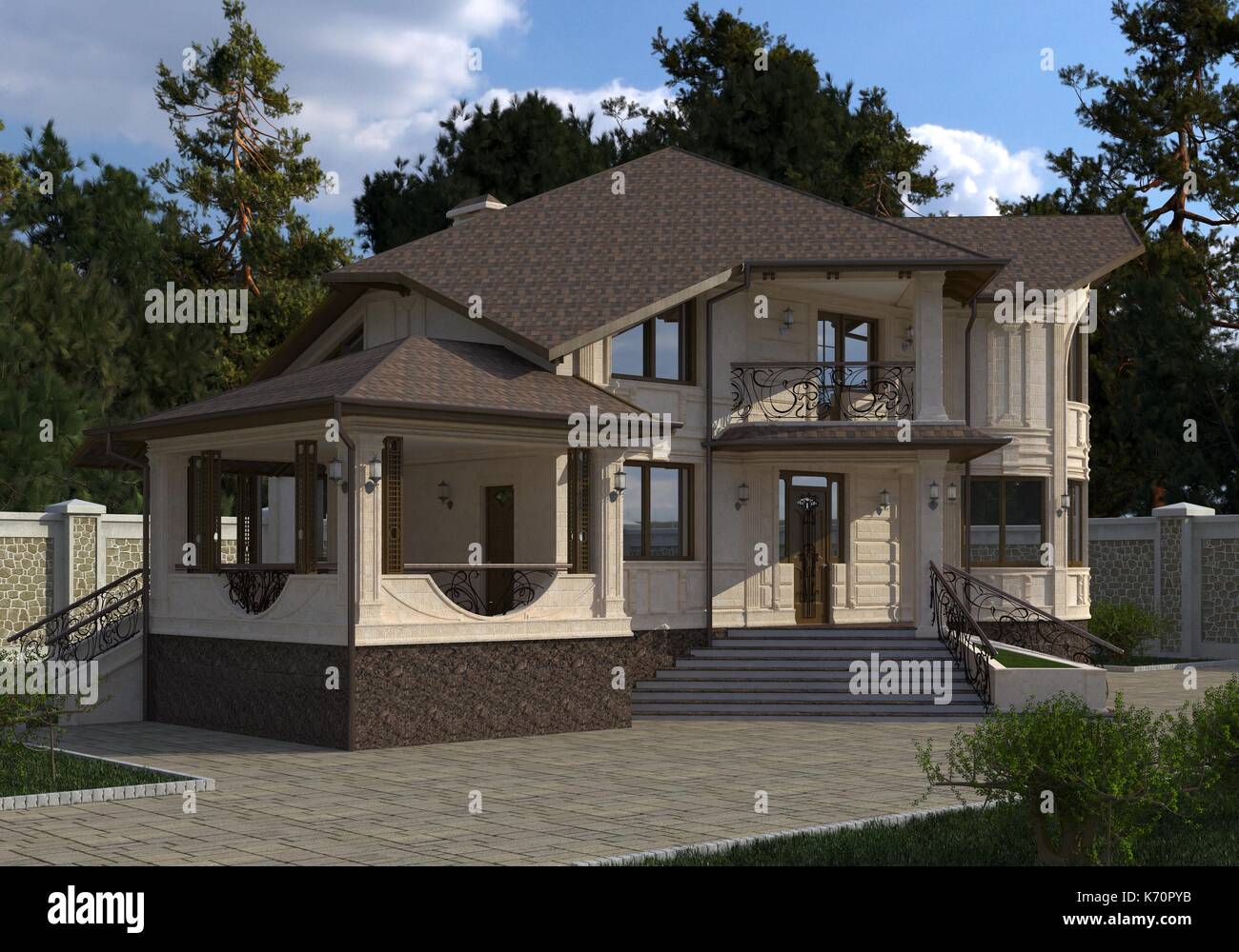 Photo realistic render of the house 3d illustration Stock Photo - Alamy