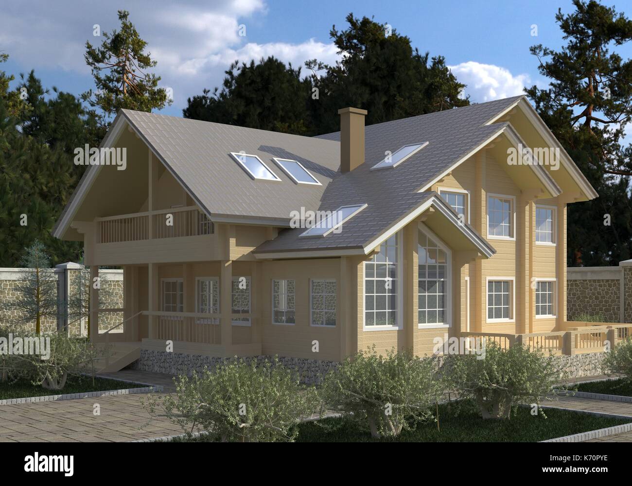 Photo realistic render of the house 3d illustration Stock Photo - Alamy