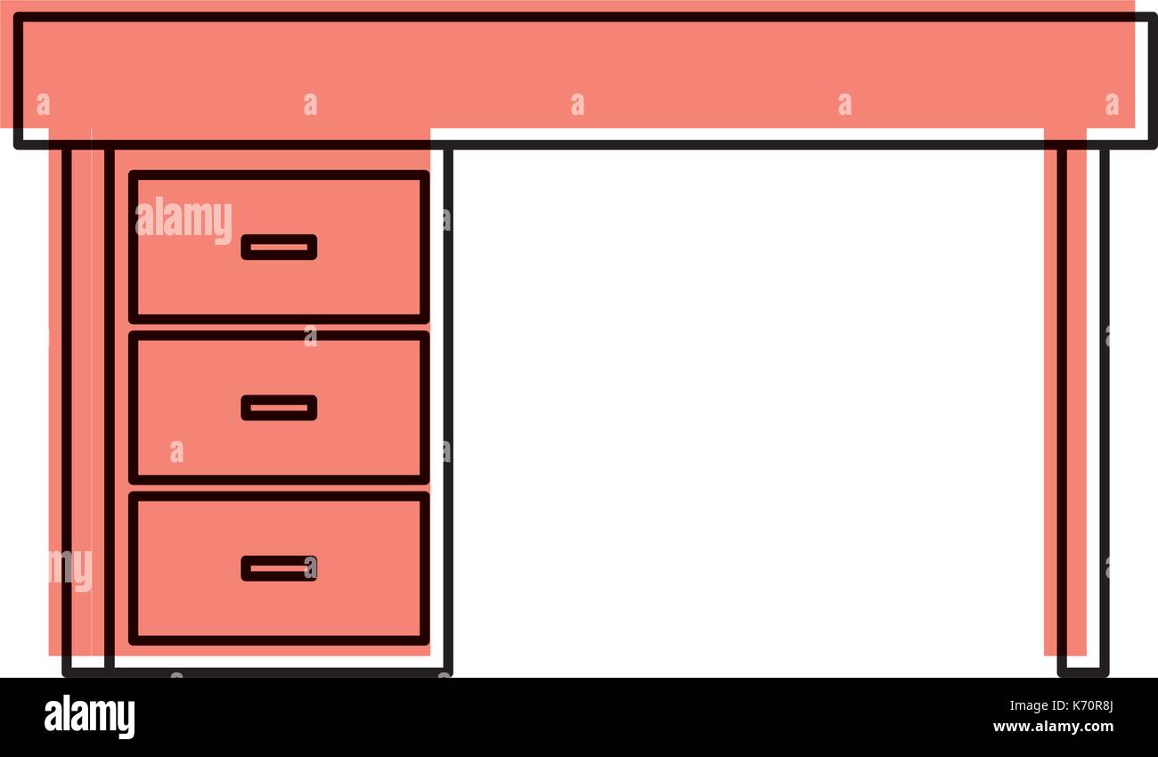 furniture desk drawers wooden table design Stock Vector Image & Art - Alamy
