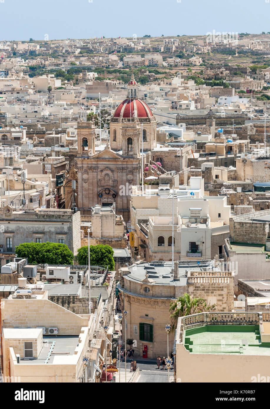 View from the citadel of Victoria, the capital of Gozo island in Malta ...