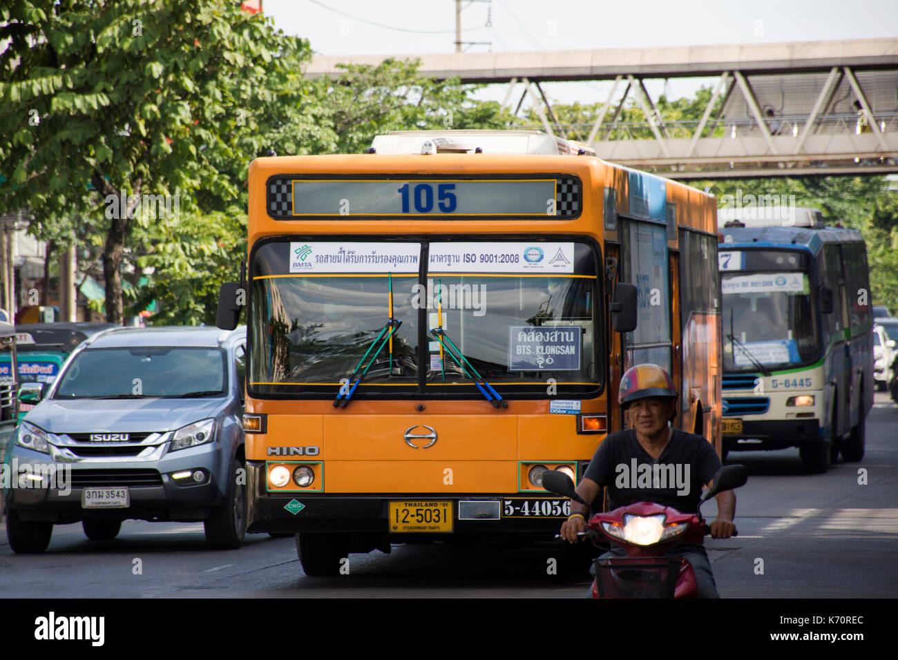 View traffic road and bus of Bangkok Mass Transit Authority, BMTA ...