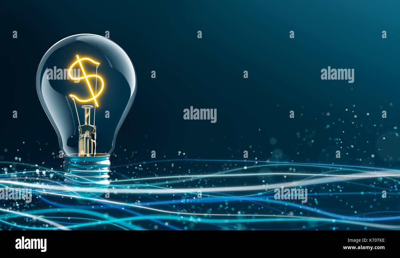 Glowing Dollar sign in light bulb Stock Photo - Alamy