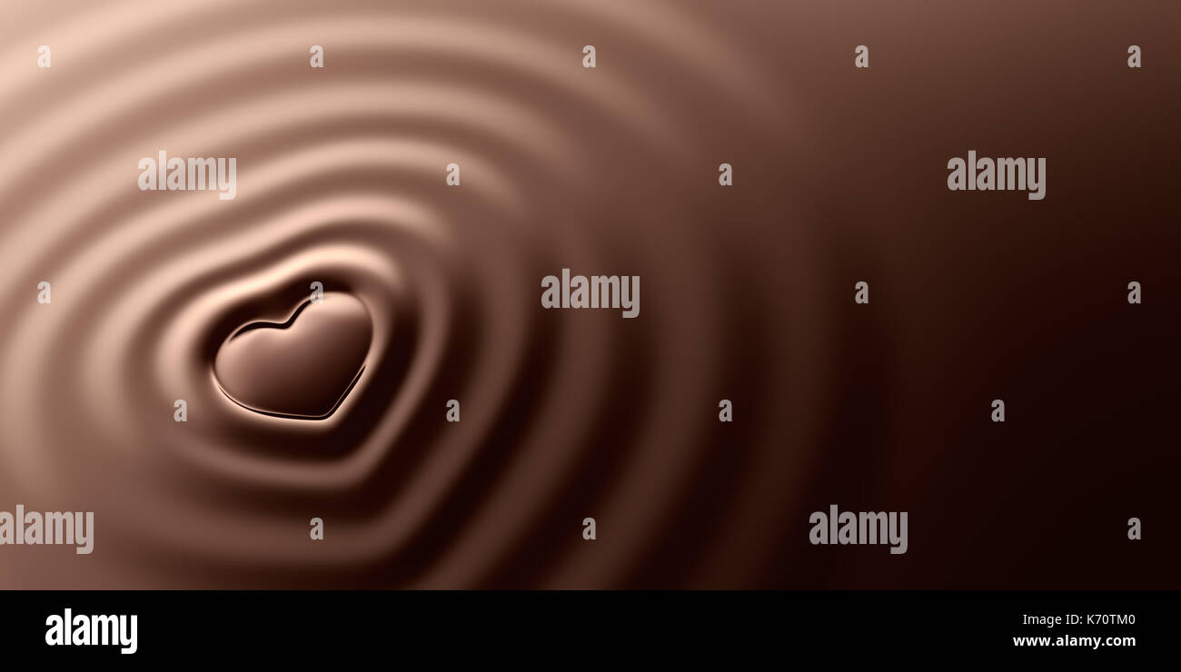 Beautiful heart shape ripples on chocolate surface Stock Photo - Alamy