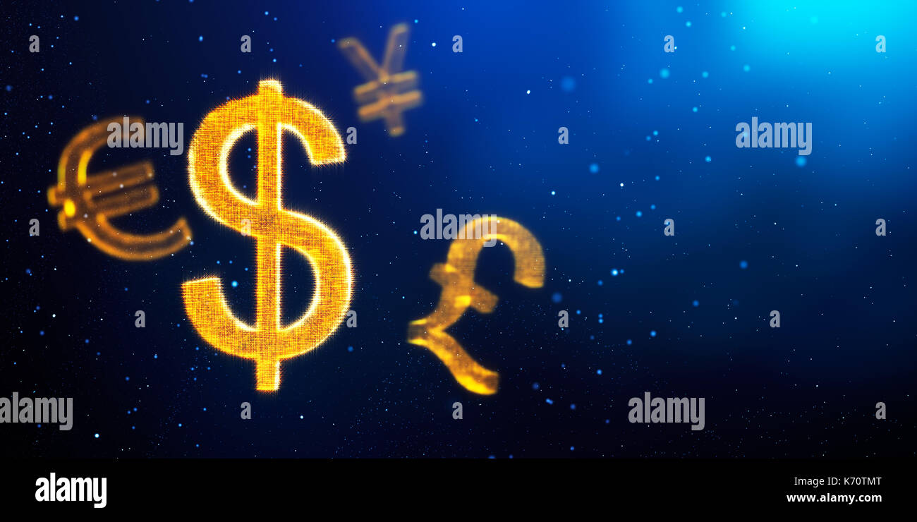 Currency symbol on blue background Stock Photo - Alamy